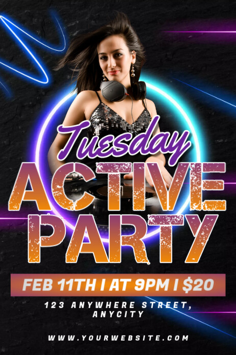 Black Modern & Minimal Tuesday Block Party Poster Template | PosterMyWall