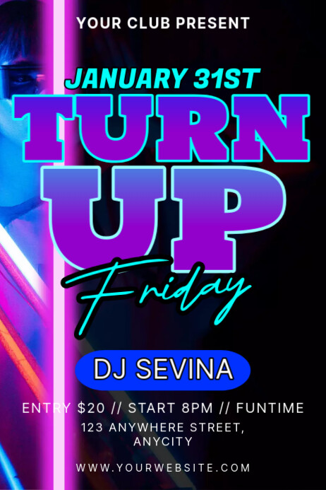 Copy of Black Modern & Minimal Turn Up Friday Poster | PosterMyWall