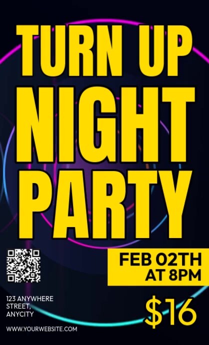 Black Modern & Minimal Turn Up Night Party Us Legal Template | PosterMyWall
