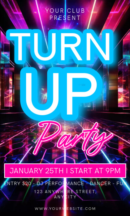 Black Modern & Minimal Turn Up Party Legal As Template | PosterMyWall