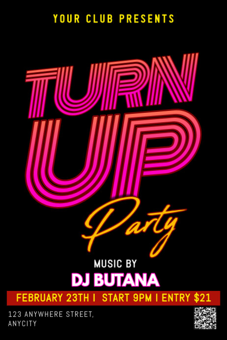 Copy of Black Modern & Minimal Turn Up Party Poster | PosterMyWall