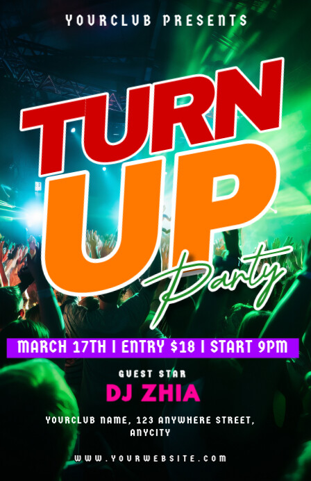 Black Modern & Minimal Turn Up Party Tabloid Template | PosterMyWall
