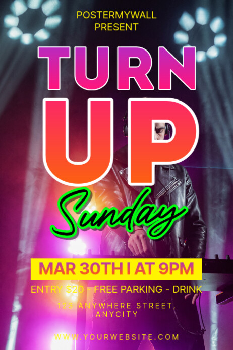 Copy of Black Modern & Minimal Turn Up Sunday Poster | PosterMyWall