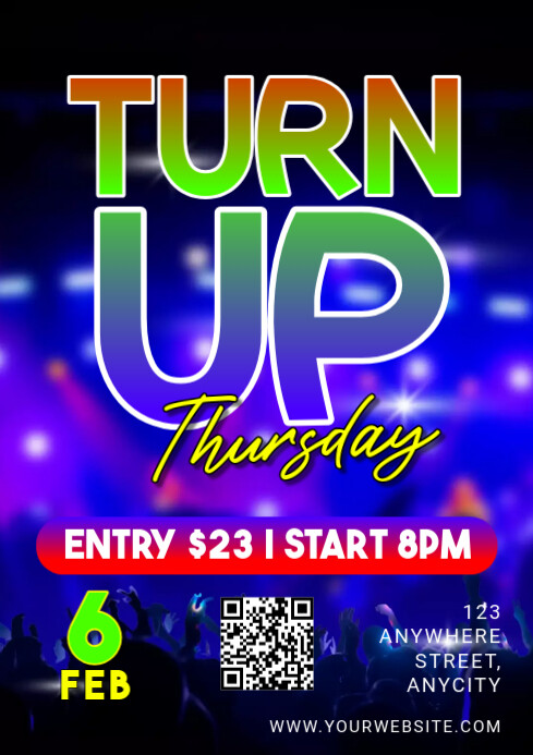 Black Modern & Minimal Turn Up Thursday A2 Template | PosterMyWall