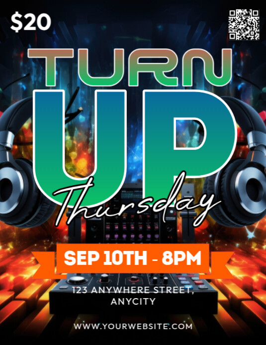 Black Modern & Minimal Turn Up Thursday Flyer (us Letter) Template ...