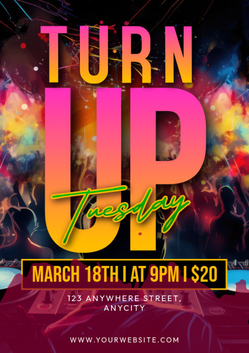 Copy of Black Modern & Minimal Turn Up Tuesday A2 | PosterMyWall