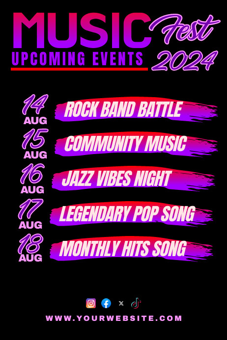 Black Modern & Minimal Upcoming Events Poster Template | PosterMyWall