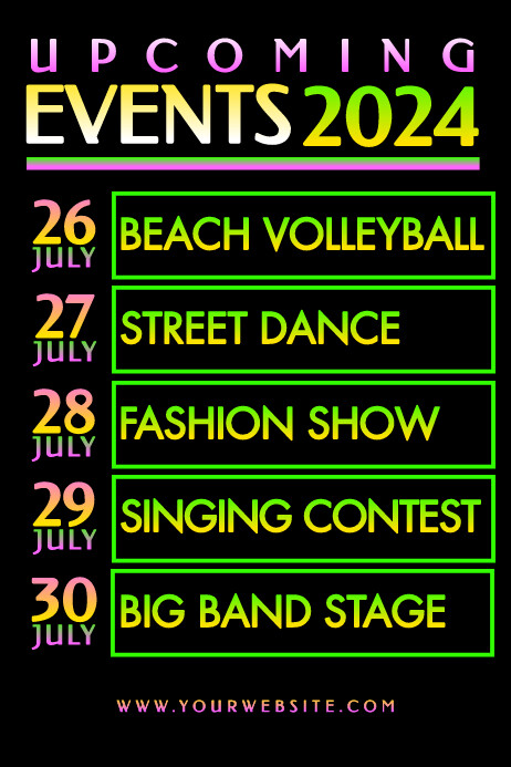 Black Modern & Minimal Upcoming Events Poster Template | PosterMyWall