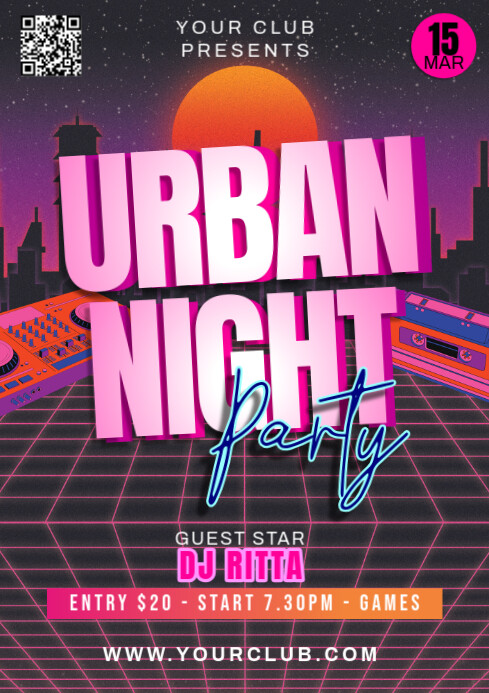 Copy of Black Modern & Minimal Urban Night Party A4 | PosterMyWall
