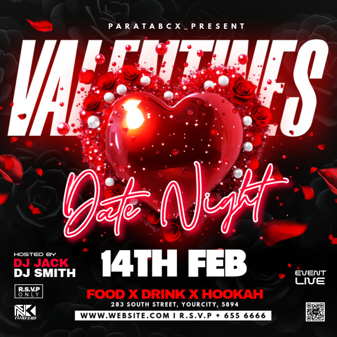 Copia de Black Modern & Minimal Valentine's Party Invitations Instagram ...