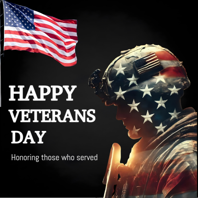 Black Modern & Minimal Veterans Day Tribute Instagram Post Instagram ...
