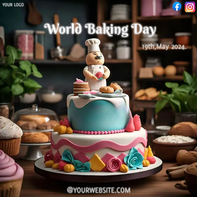 Black Modern & Minimal Vibrant World Baking D Template | PosterMyWall