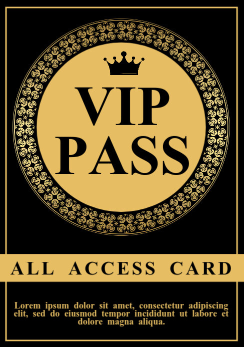 Copy of Black Modern & Minimal Vip Pass Admission Wit | PosterMyWall