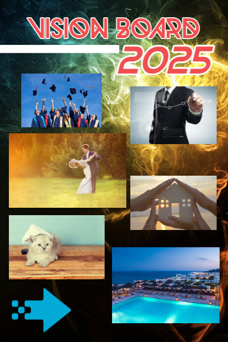 Black Modern & Minimal Vision Board Poster Template | PosterMyWall