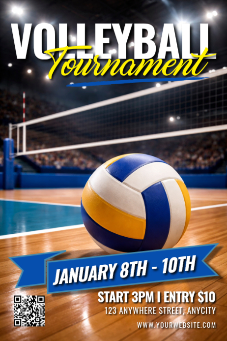 Black Modern & Minimal Volleyball Tournament Poster Template | PosterMyWall