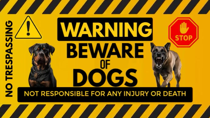 Black Modern & Minimal Warning, Beware Of Dog Sign Youtube Thumbnail ...