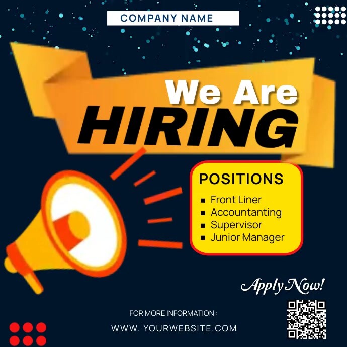 Black Modern & Minimal We Are Hiring Persegi Templat | PosterMyWall