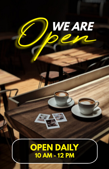 Black Modern & Minimal We Are Open Tabloid Template | PosterMyWall