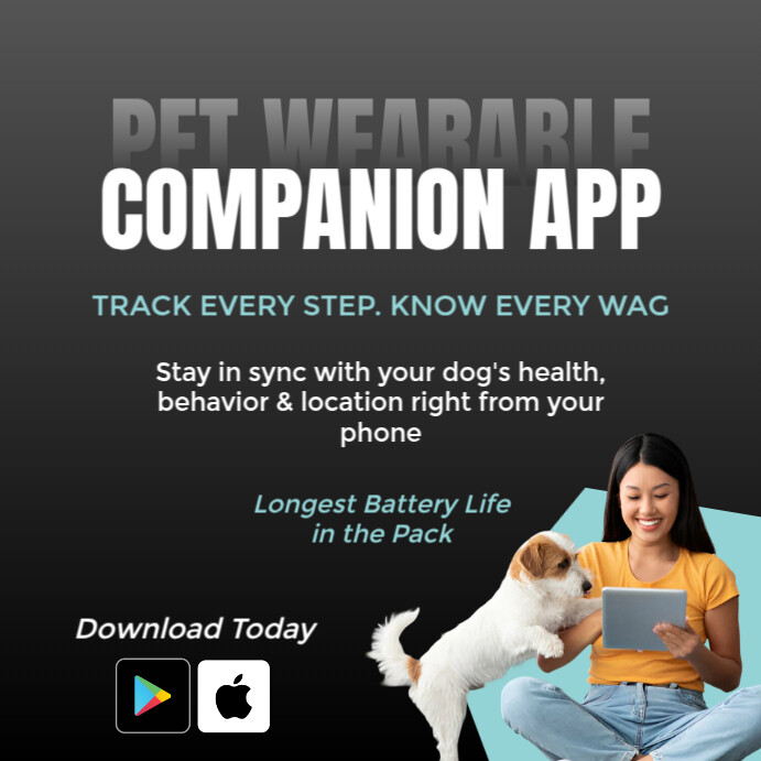 Black Modern & Minimal Wearable Companion App IG Post Template ...