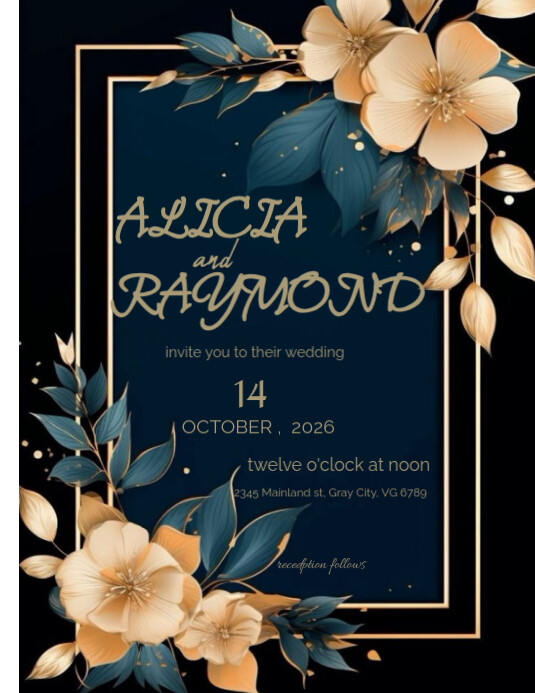 Black Modern & Minimal Wedding invitation Flyer (us Letter) Template | PosterMyWall