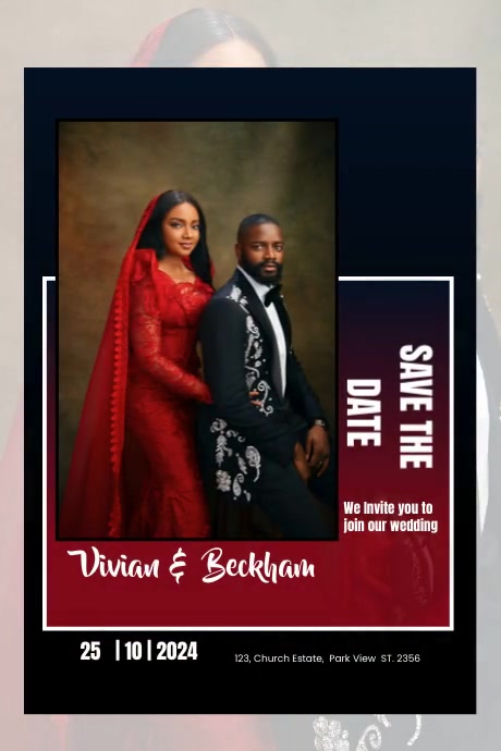 Copy of Black Modern & Minimal Wedding Invitation Tem | PosterMyWall