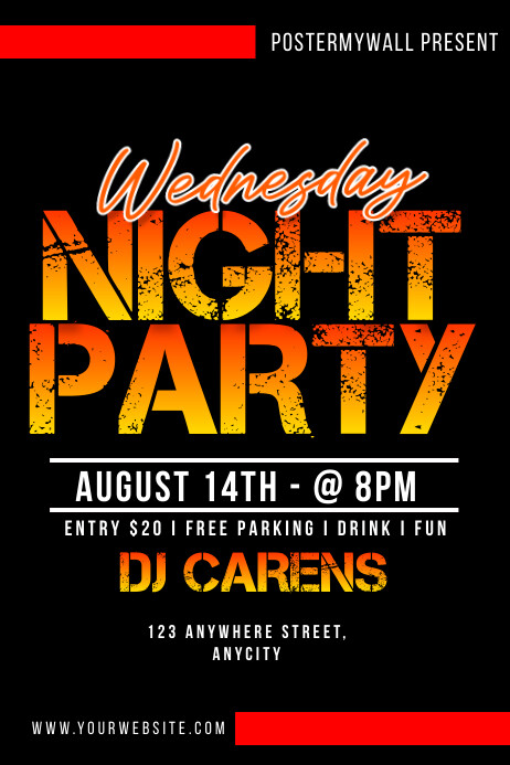 Copy of Black Modern & Minimal Wednesday Night Party | PosterMyWall