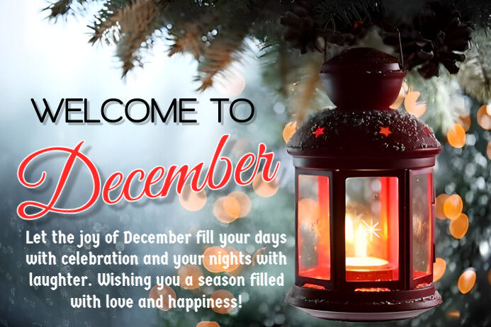 Black Modern & Minimal Welcome To December Greetings Poster Template ...