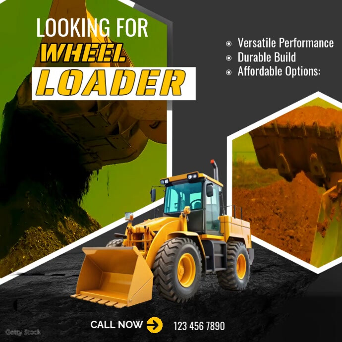 Plantilla de Black Modern & Minimal Wheel Loader Service Instagram Post ...