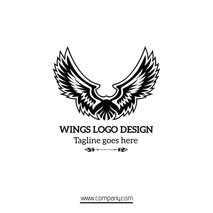 Black Modern & Minimal Wings Logo For Sale Template | PosterMyWall
