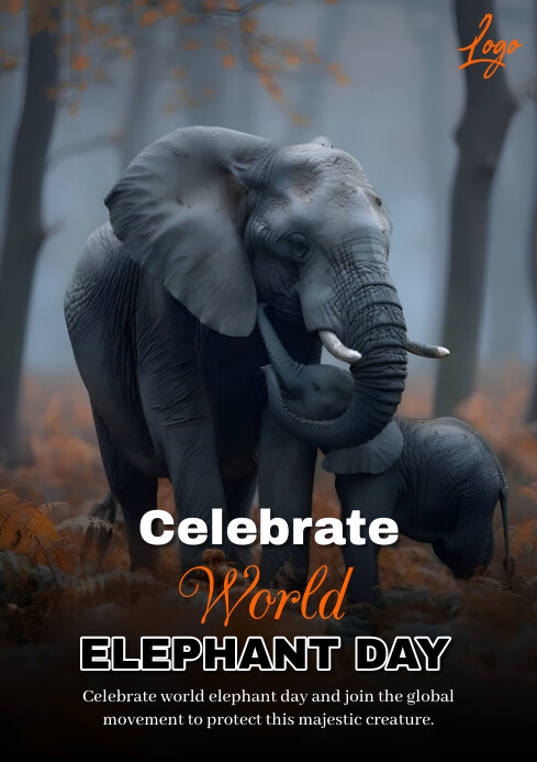 Copy of Black Modern & Minimal World Elephant Day Tem | PosterMyWall
