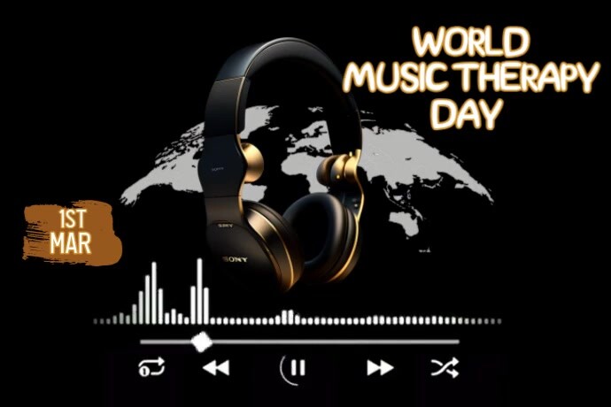 Copy of Black Modern & Minimal World Music Therapy Day Poster ...