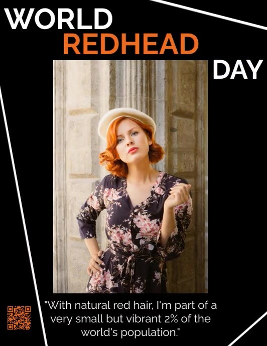 Black Modern & Minimal World Redhead Flyer (u Template | PosterMyWall