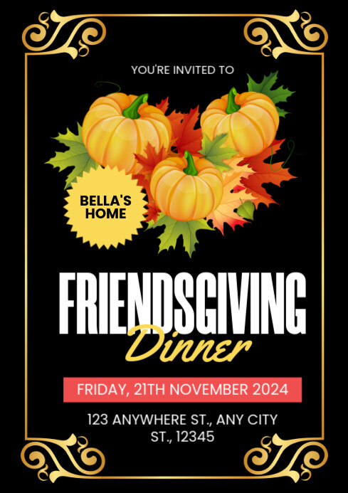 Copy of Black Modern & Minimal Yellow Friendsgiving A4 | PosterMyWall