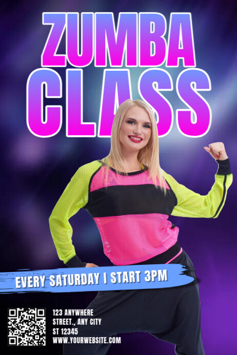 Black Modern & Minimal Zumba Classes Poster Template | PosterMyWall