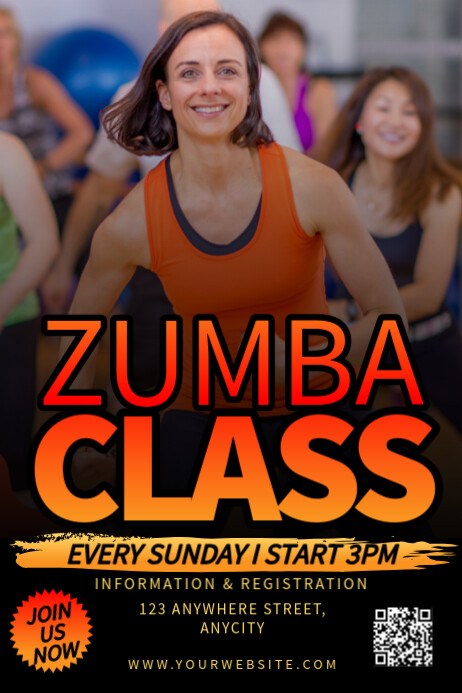 Black Modern & Minimal Zumba Classes Poster Template | PosterMyWall