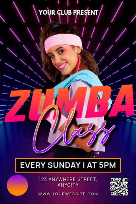 Black Modern & Minimal Zumba Classes Poster Template | PosterMyWall