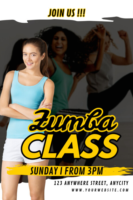 Black Modern & Minimal Zumba Classes Poster Template | PosterMyWall