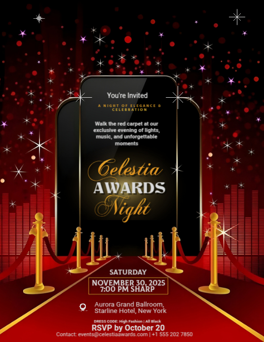 Black Modern & Minimal Awards Night Flyer (us Letter) Template ...
