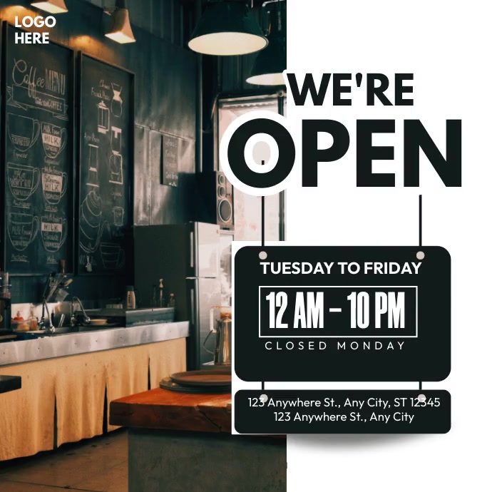 Modèle Black Modern & Minimal Cafe Opening Template | PosterMyWall