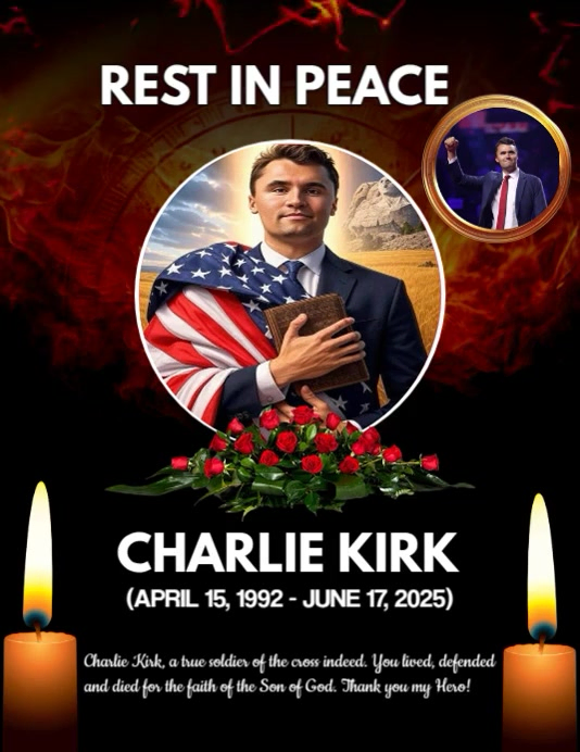 Black Modern & Minimal Charlie Kirk Memorial Flyer (us Letter) Template ...