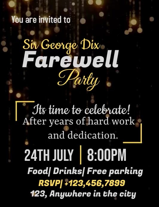Black Modern & Minimal Farewell Party Flyer Template | PosterMyWall