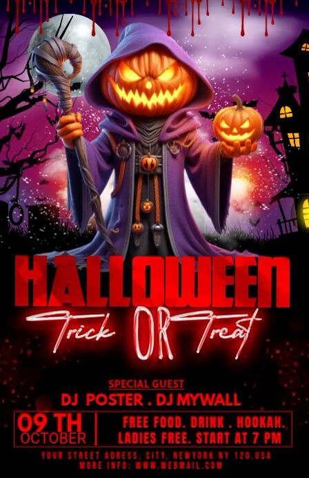 Black Modern & Minimal Halloween Tabloid Template | PosterMyWall