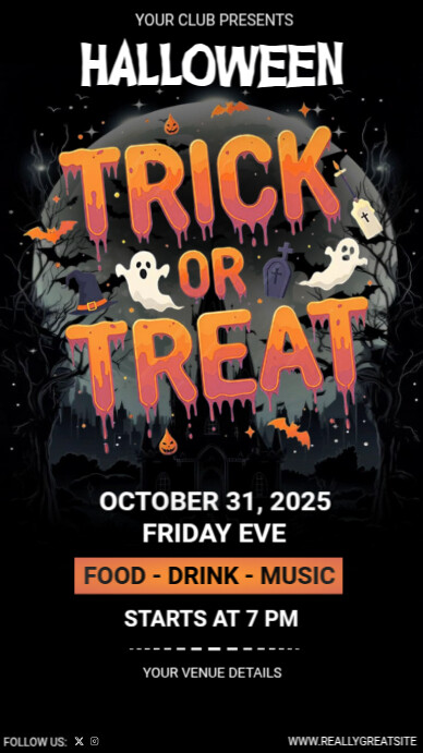Black Modern & Minimal Halloween Tricks Or Treat Flyer Instagram Story ...