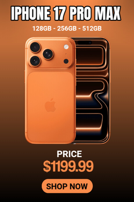 Copy of Black Modern & Minimal Iphone 17 Pro Max Arrival Sale Poster | PosterMyWall