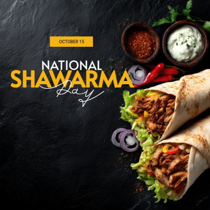 Black Modern & Minimal National Shawarma Day Instagram Post Template ...