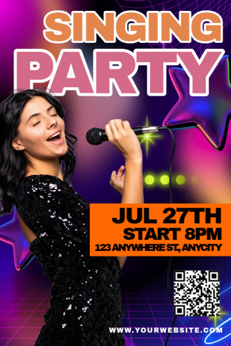 Black Modern & Minimal Singing Party Poster Template | PosterMyWall