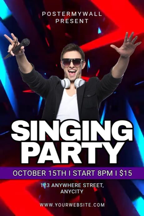 Black Modern & Minimal Singing Party Poster Template | PosterMyWall