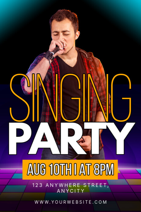 Black Modern & Minimal Singing Party Poster Template | PosterMyWall