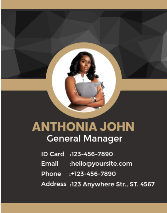Black Modern & Minimal Stylish Id Badge Design With Customizable Fields ...