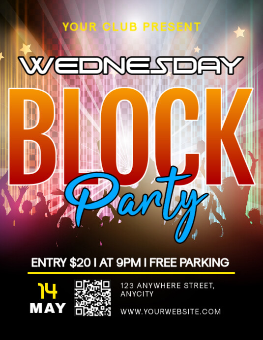 Black Modern & Minimal Wednesday Block Party Pamflet (letter As ...